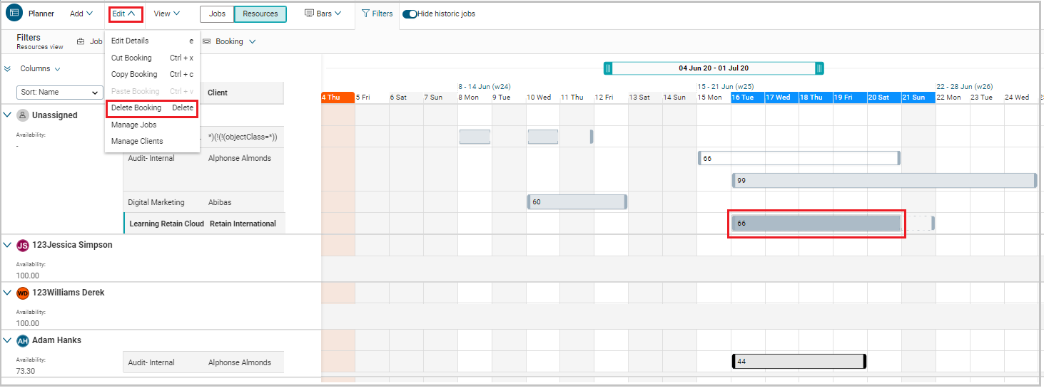 Maintain bookings - Retain Cloud Help