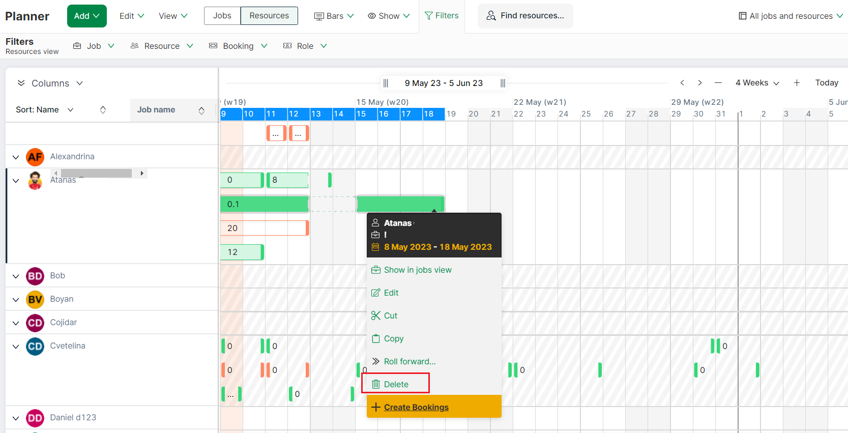 Maintain bookings - Retain Cloud Help